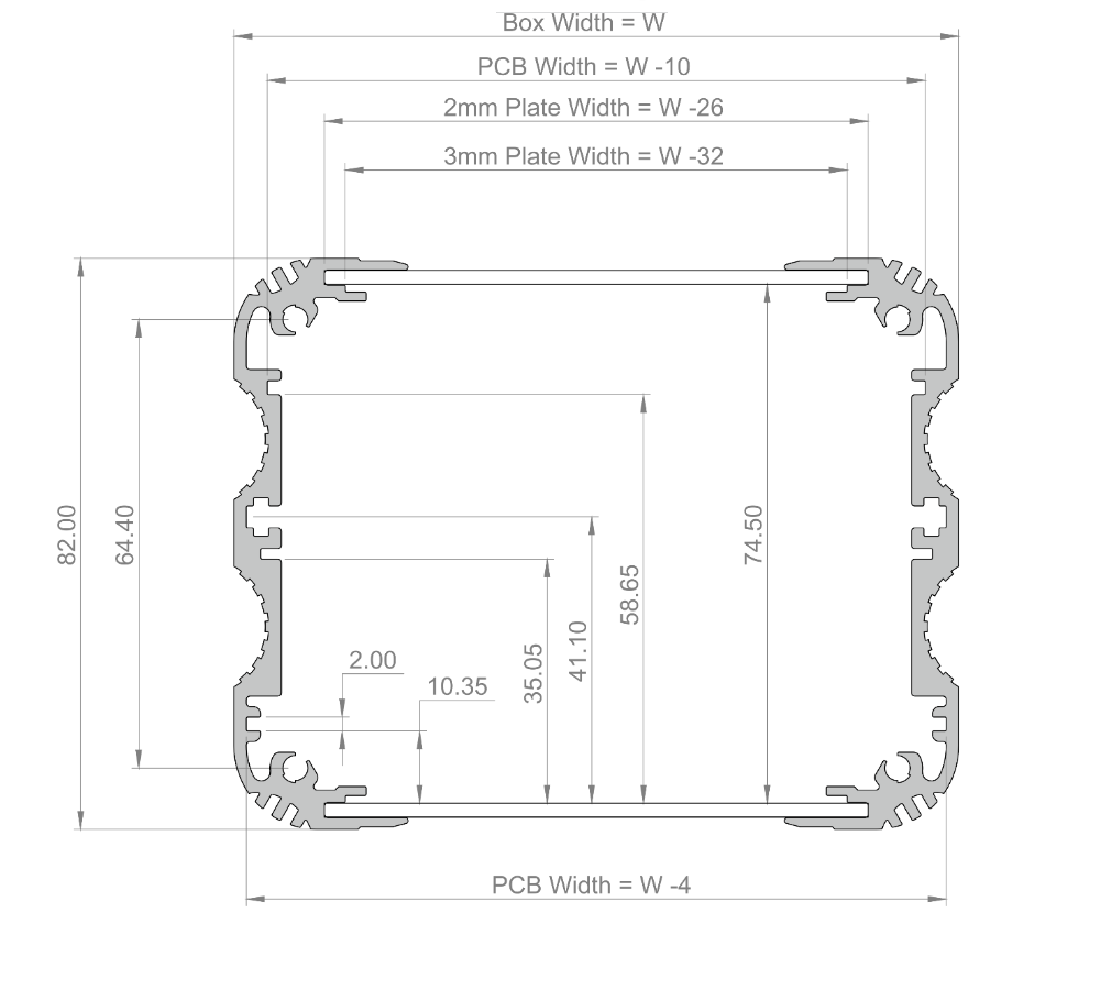 UNI Extrusion 2U Customisable Dimensions Aluminium Enclosures ...